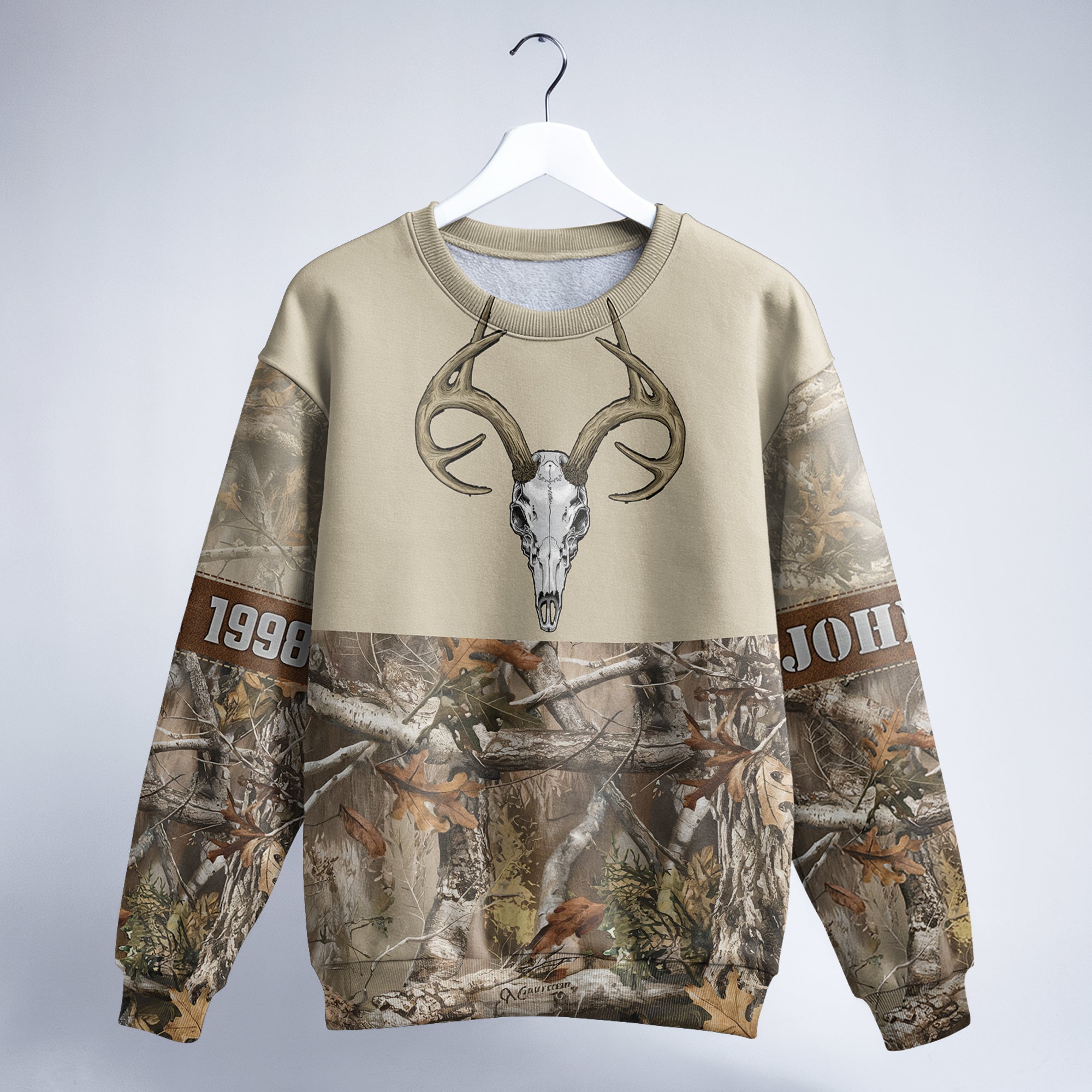 Born to Hunt Personalized Sweatshirt | Skull Deer & Grim Reaper Bow ...